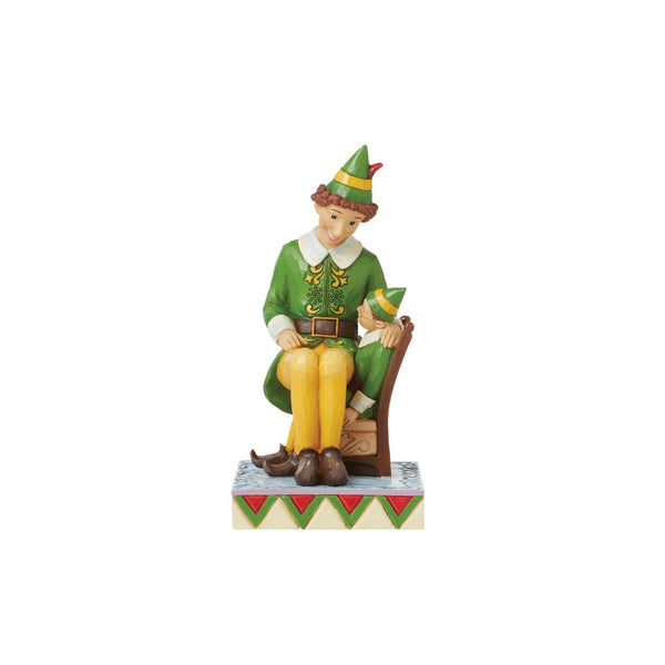 Experience Whimsical Duo: Buddy Elf Sitting on Papa Elf Figurine ...