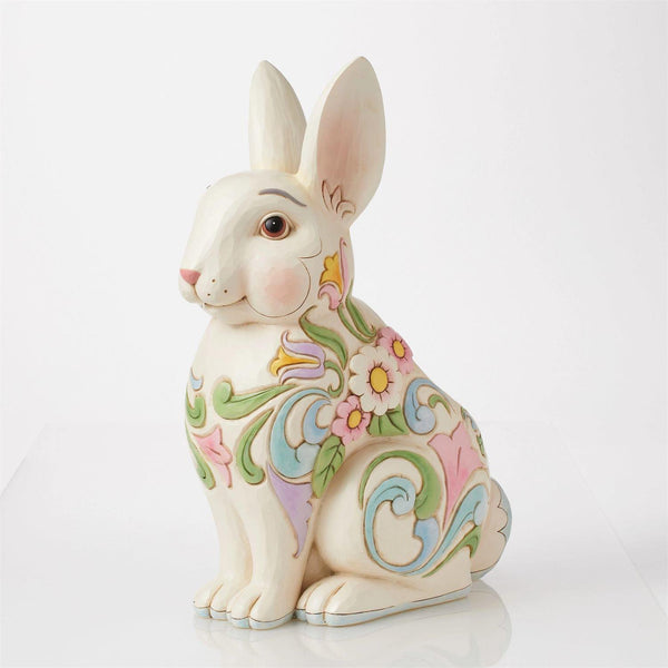 White Floral Rabbit Planter – Jim Shore Easter Bunny Collectible ...